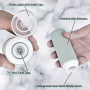 Craftend Silicone Travel Bottles for Toiletries TSA Approved Travel Size 3oz Containers Set 4 Pack Portable Leak Proof Refillable Cosmetic Squeeze Bottles Shampoo Conditioner Body Lotion Shower Gel