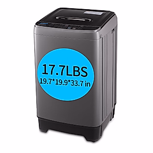 KRIB BLING Full-Automatic Washing Machine with LED Display, 17.7 lbs Portable Compact Laundry Washer with Drain Pump, 10 Wash Programs 8 Water Levels, Grey, XQB201A-GREY 177