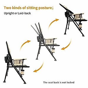 Realead Oversized Camping Chairs Heavy Duty Folding Chair Padded Support 400 LBS,Portable Outdoor Lawn Chairs with Cup Holder,Adjustable High Back Beach Camp Chair with Lumbar Back Support for Outside