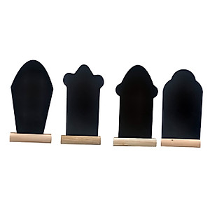 BESPORTBLE Home Décor 4pcs Wooden Tombstone Decoration Card Erasable Black Wedding Decor