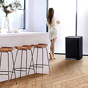 Home Zone Living 13 Gallon Kitchen Trash Can, Large Stainless Steel Liner-Free Body, 50 Liter Capacity, Matte Black, Virtuoso Series