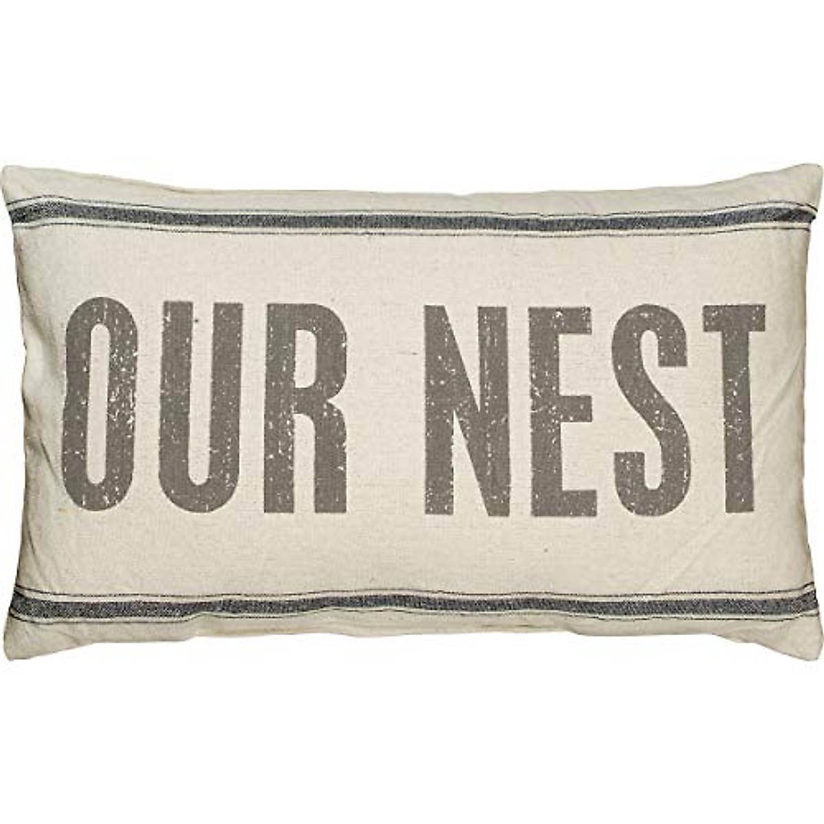 Primitives by Kathy 19068 Distressed Light Throw Pillow, 25 x 15-Inches, Our Nest
