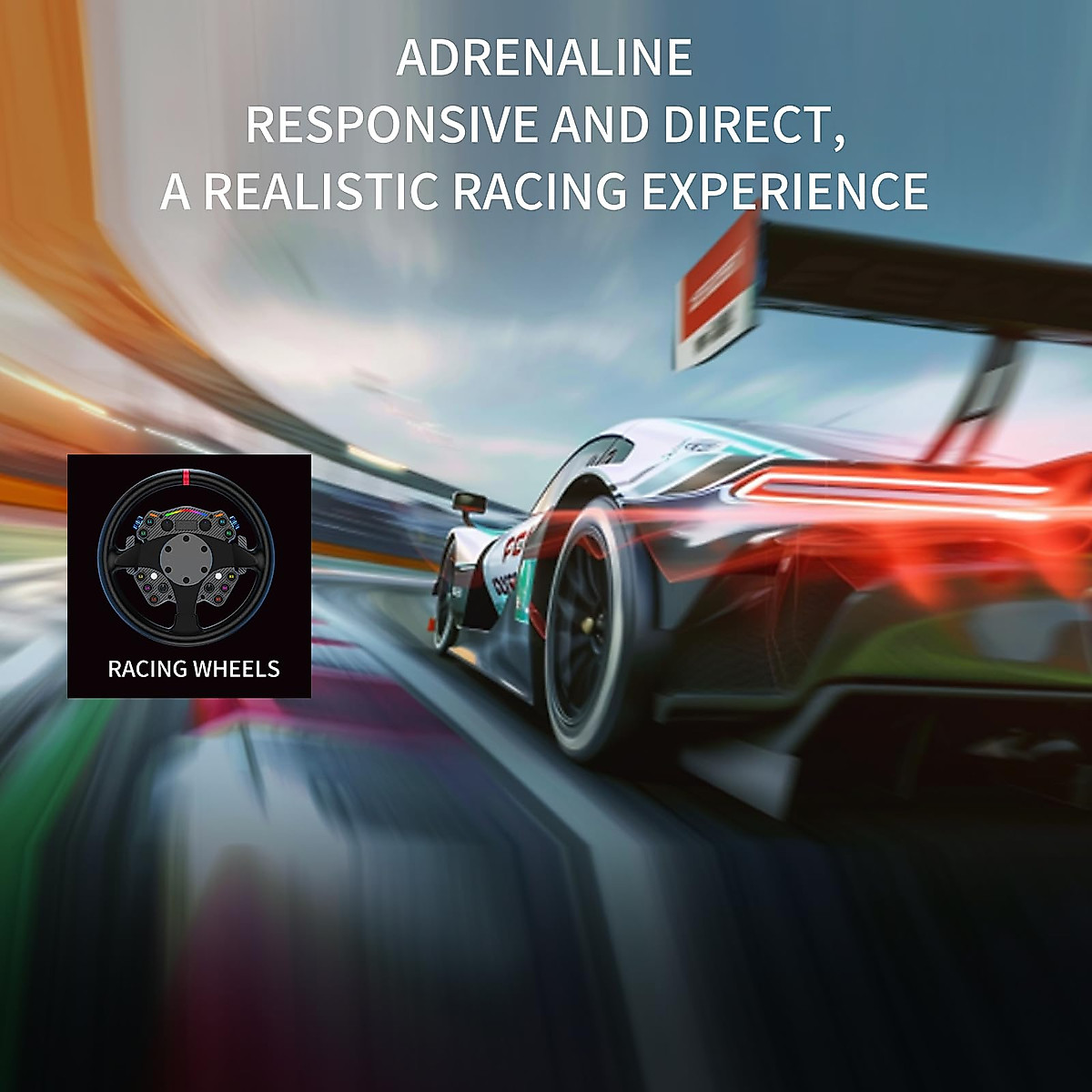 CAMMUS Racing Simulator Steering Wheel C12, Leather Steering Wheel Cover + Multifunction Controls, Real Force Feedback, Magnetic Paddle Shifters, PC High Performance Operation - Black