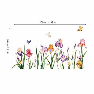 decalmile Garden Flower Window Clings Double Sided Iris Floral Spring Easter Window Decals Glass Window Doors Window Stickers Gifts for Mom