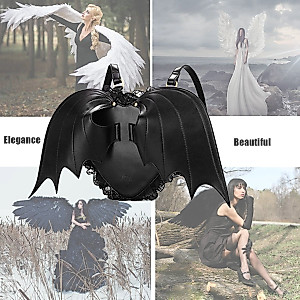 Makerfire Novelty Black Bat Wings Backpack Wing Gothic Goth Punk Lace Lolita Bag