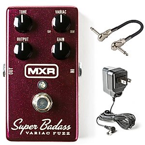 Briskdrop MXR M236 Super Badass Variac Fuzz Pedal Bundle with Dunlop ECB003 Power Supply and MXR Patch Cable