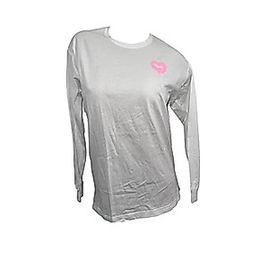 Victoria's Secret Pink Cotton Long Sleeve Campus Oversize Glitter Tee/T-Shirt Size Medium Color White New