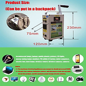 Hand Crank Generator,Portable Emergency Hand Power USB Charging Generator,Large Capacity Outdoor 5V、12V、220V 150W Manual Generator