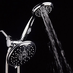 Hydroluxe 30-Setting Ultra-Luxury 6 inch Rainfall Shower Head & Handheld 3-way Combo with Water Saving Pause Switch and Stainless Steel Hose/Enjoy Separately or Together! Premium All Chrome Finish