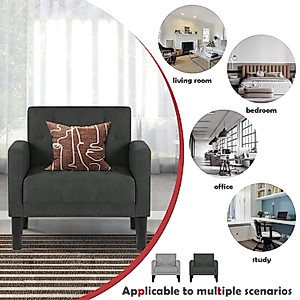 VAMEPOLE Modern Accent Chairs Set of 2, Comfy Living Room Chair, Cozy Tufted Mid Century Modern Accent Chair, Upholstered Reading Arm Chair for Living Room, Bedroom Sofa Chair(Dark Grey, Set of 2)