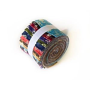 18 Pcs Fabric Strips Cute, Beautiful 100% Cotton Fabric Quilting Strips, Width 2.5 inch Length 44 inch, Gift Botanical Gardens Jelly Roll pre-Cut, DIY Blanket