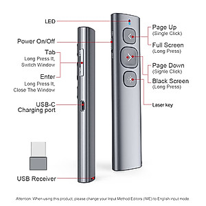NORWII N95 Green Light Pointer, 330 FT Long Control Range Designed for Large Occasion, Rechargeable Wireless Presenter Remote Presentation USB PowerPoint PPT Clicker for Mac, Laptop, Computer