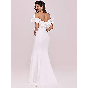 Ever-Pretty Backless Mermaid Bodycon Maxi Evening Dresses for Women Elegant Classy White US14