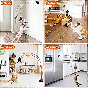 NBVNBV Cat toys,Cat Feather Toys,Interactive Toys with Super Suction Cup Bells for Indoor Bell Detachable 3 Pcs Replacements1butterfly Replacementfor Cats to Play Chase Exercise