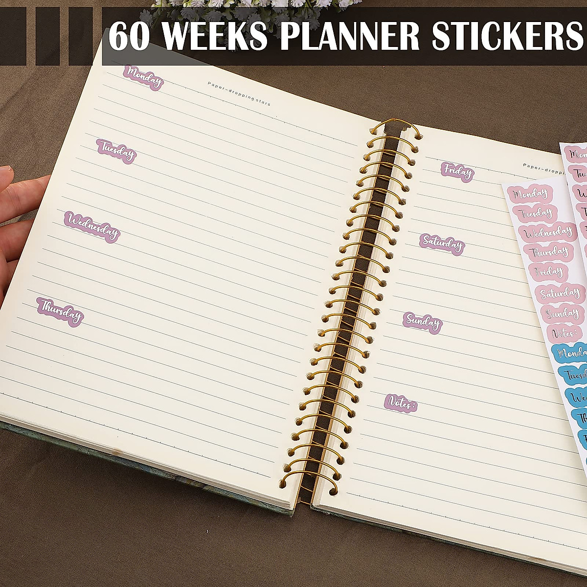 480 Pcs Day of The Week Stickers Silver Foiled Date Covers Decorative Stickers Monday to Sunday Self Adhesive Stickers for Planner Removable Day Labels for Journal School (Shaped,Mixed Size)