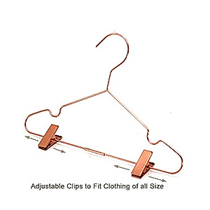 Koobay 16.5” Shiny Metal Wire Clips Clothes Hangers, 10PACK , Rose Gold Coat Suit Pants Clothes Garment Hangers for Closet Hangers