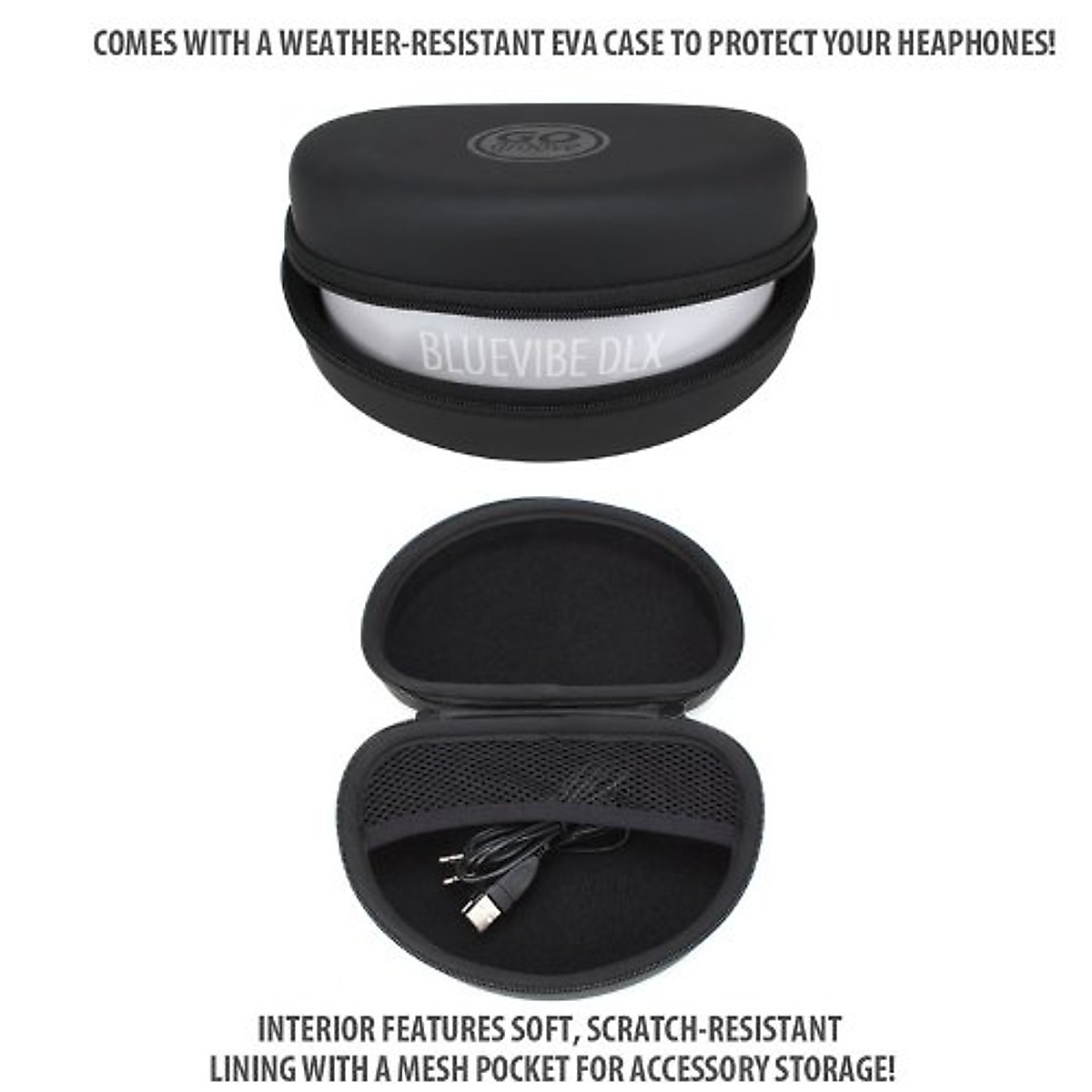 GOgroove BlueVIBE DLX Bluetooth Lightweight Wireless Over The Ear Headphones – 14 Hour Battery Life & 3.5mm Aux Input – Padded & Noise Isolating Plush Earpads for Comfort – Water Resistant Hard Case