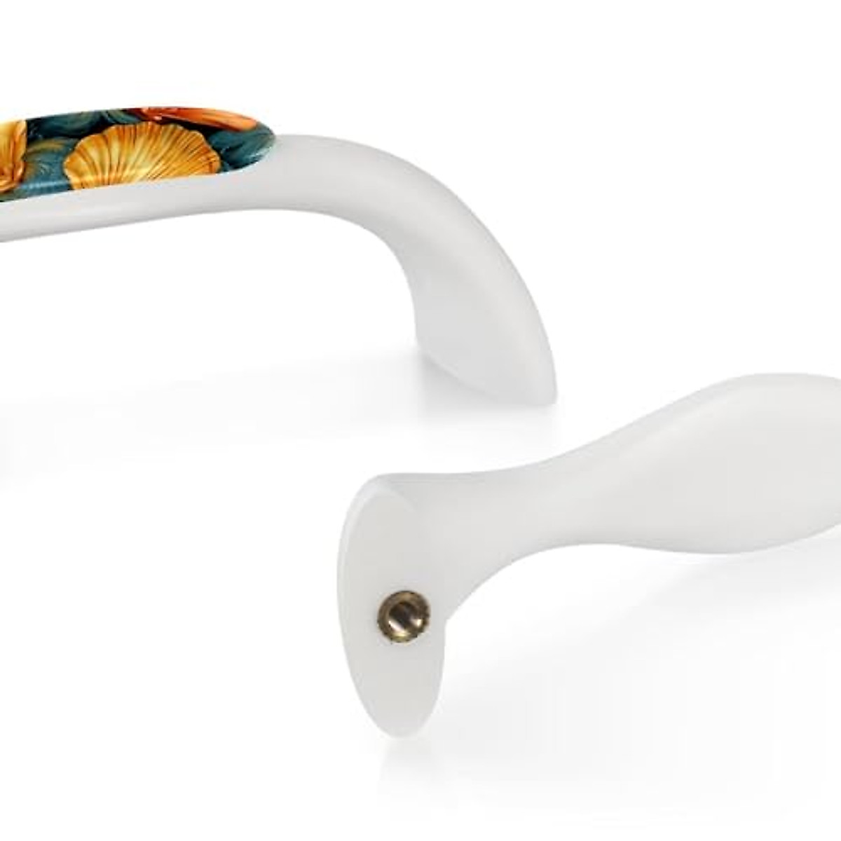 RODAILYCAY Shell 4 Packs Kitchen Drawer Pulls, Crystal Glass Cabinet Handles Pulls, Cupboard Door Knobs, Kitchen Hardware Pulls for Dresser Drawers