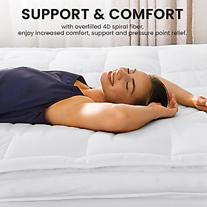 JINXIA Cooling Mattress Topper Twin for Back Pain, Extra Thick Mattress Pad Cover,Deep Elastic Pocket, Plush Pillow Top Overfilled with Down Alternative, White