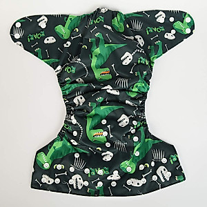 2 to 7 Years Old Junior Big Cloth Diaper Pocket Reusable Washable Baby Toddler (Green Dinosaurs)