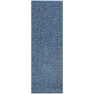Ottomanson Machine Washable Soft Shag Design Non-Slip Rubberback 2x5 Indoor Runner Rug for Hallway, Entryway, Kitchen, Living Room, Bedroom, Bathroom, 2 ft x 5 ft, Navy Blue