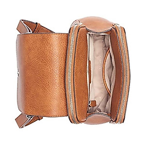 Calvin Klein Women's Reyna Novelty Key Item Flap Backpack, Caramel Mix, One Size