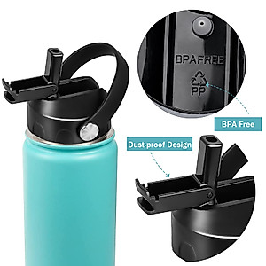 HEYSKAY Straw Lid for Hydro Flask Wide Mouth, Replacement Top Lids with Straw Compatible with HydroFlask Sports Water Bottle 12-64oz, BPA Free, Anti-dust, 2 Lids, 2 Straws, 2 Cleaning Brushes