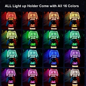 Light up Headphone Controller Holder, 16 Colors 3D LED Lights Gamepad Stand, Game Controller Hanger for All Universal Gaming PC Accessories (Customize Headphone & Controller Holder)