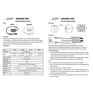 Sensky BS010W DC 12v to 30v PIR Motion Activated Sensor Switch DIY LED Lighting ( Delay Time, Sensor Distance Adjustable )