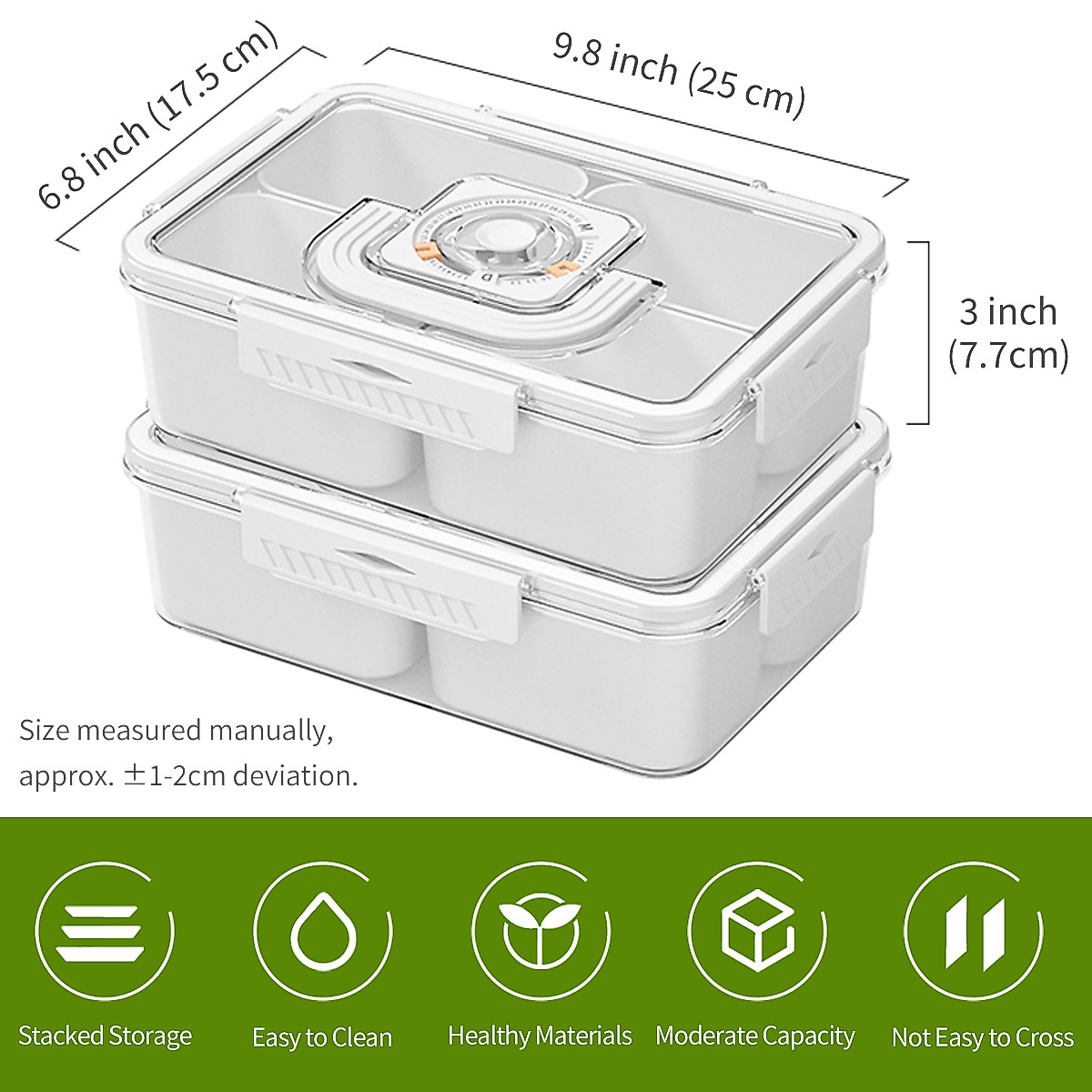 Venusorn Food preservation box with timer (2 pieces), Transparent