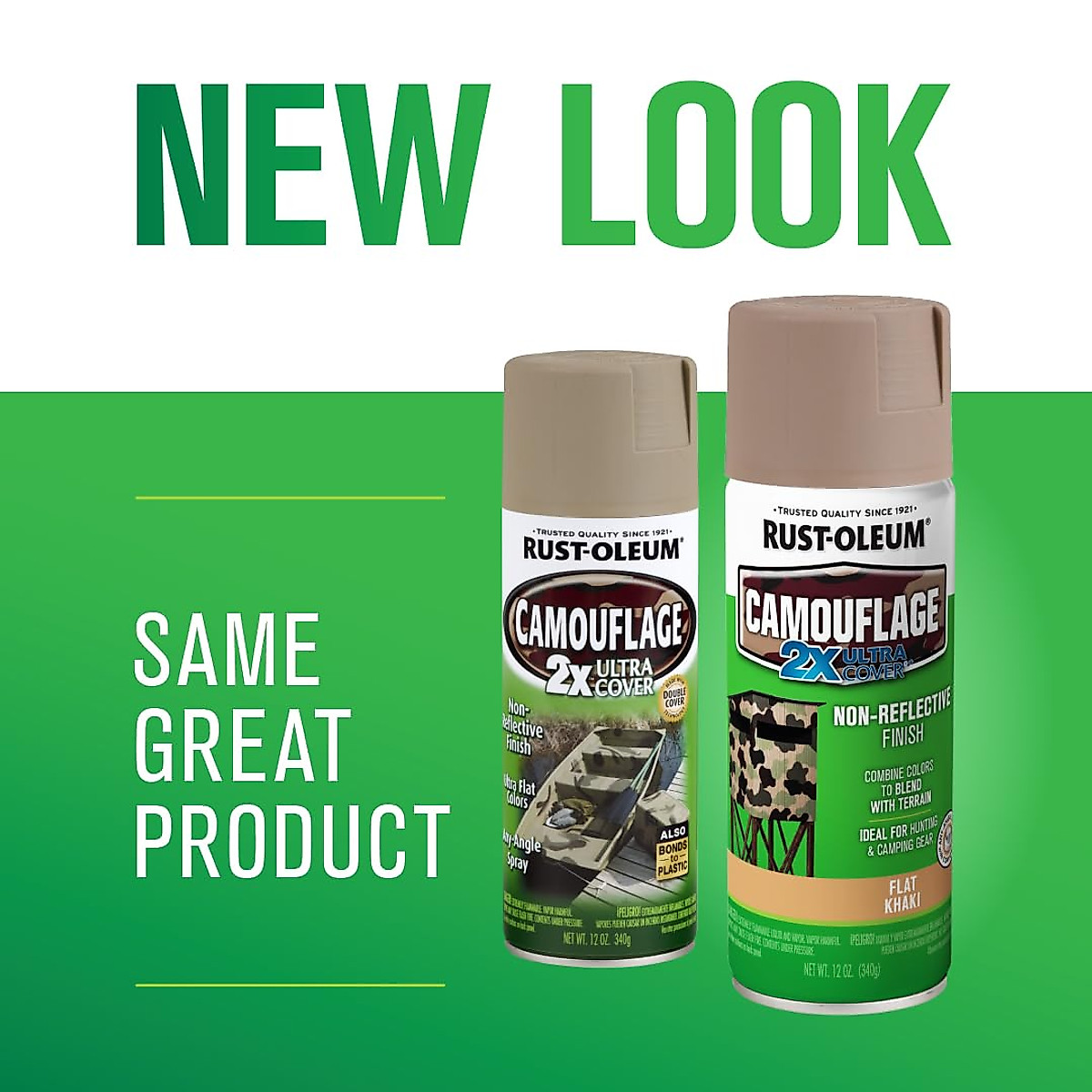 Rust-Oleum 279177 Camouflage 2X Ultra Cover Spray Paint, 12 oz, Khaki