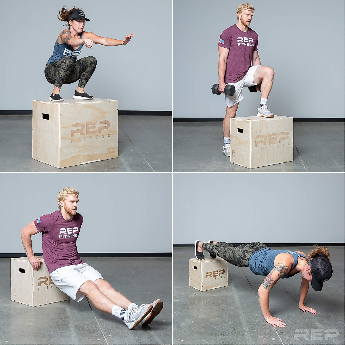 Rep 3 in 1 Wood Plyometric Box for Jump Training and Conditioning 24/20/16