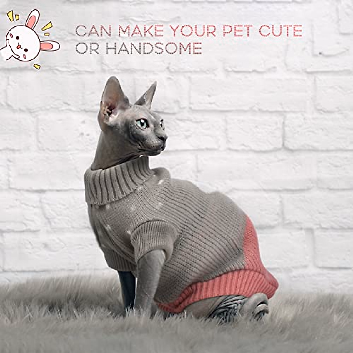 BWOGUE 2 Packs Small Dog Sweater Knitted Puppy Sweater Warm Winter Kitten Clothes Cat Sweater Clothes Cute Strawberry and Rabbit Doggie Sweaters for Small Medium Dogs Girls Boys