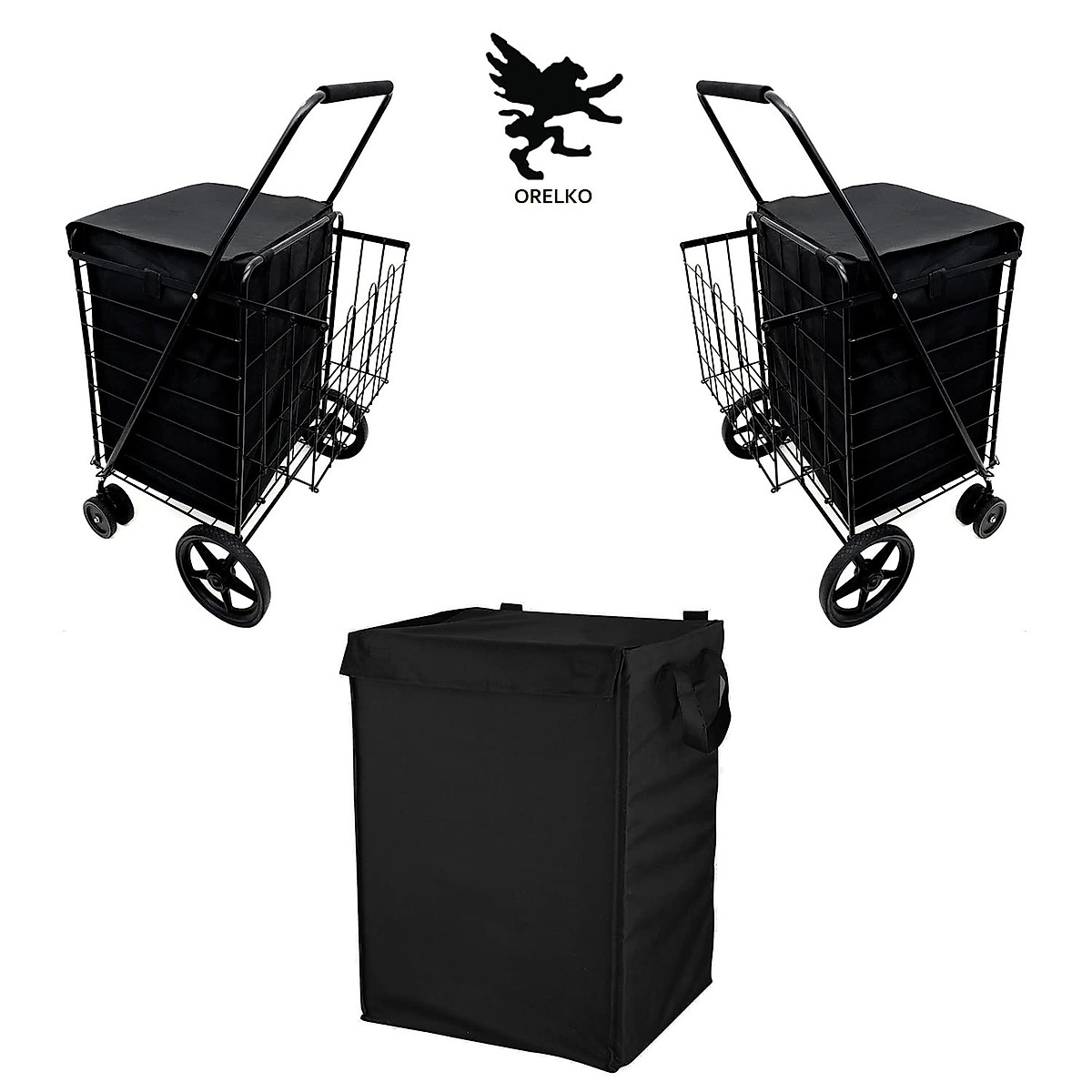 Jumbo Waterproof Shopping Cart Liner, 600D Oxford Zipper Closure, for Groceries & Laundry Bag