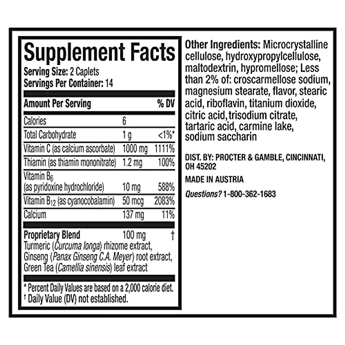 Vicks Super C Energize and Replenish* Daytime Daily Supplement with Vitamin C, B Vitamins Plus a Blend of Herbal Extracts, Coated to be Easy to Swallow, from The Makers of Vicks, 28ct