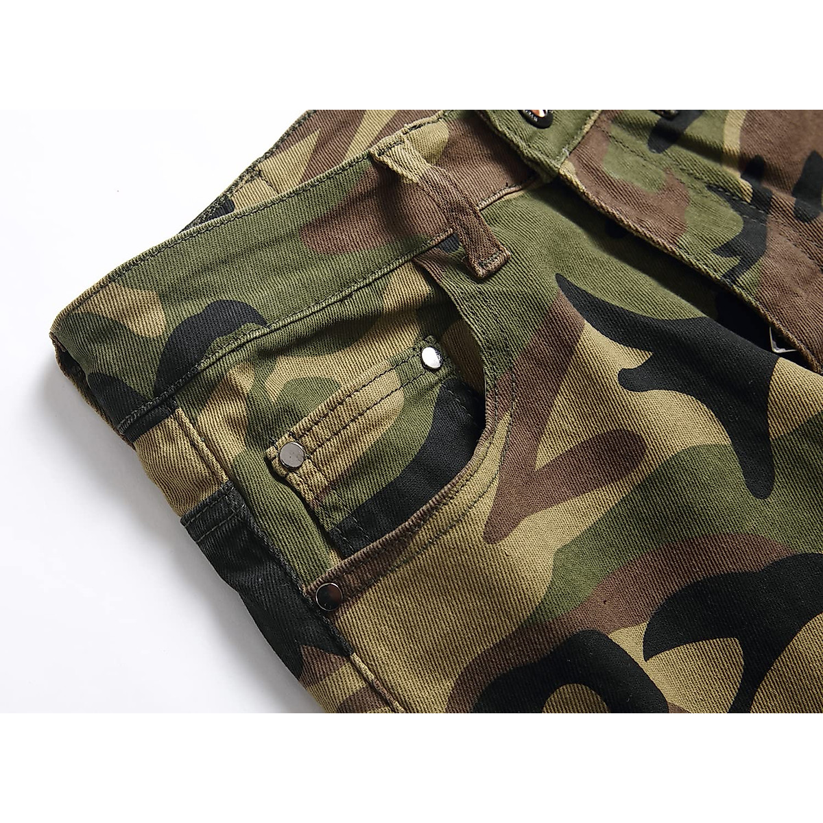 AITITIA Men's Ripped Camouflage Slim Fit Stretch Jeans (42, 6614 Camouflage)