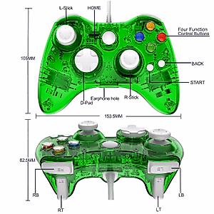 Wired 360 Controller Dual Vibrator Wired Gamepad Gaming Joypad, Green - PAWHITS