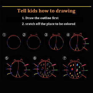 Art Set for Kids Rainbow Magic Scratch Off Paper Black Scratch Sheets Notes Cards Boards Doodle Pads Childrens Crafts Projects Kit for Girls Boys Adults Birthday Christmas Gift