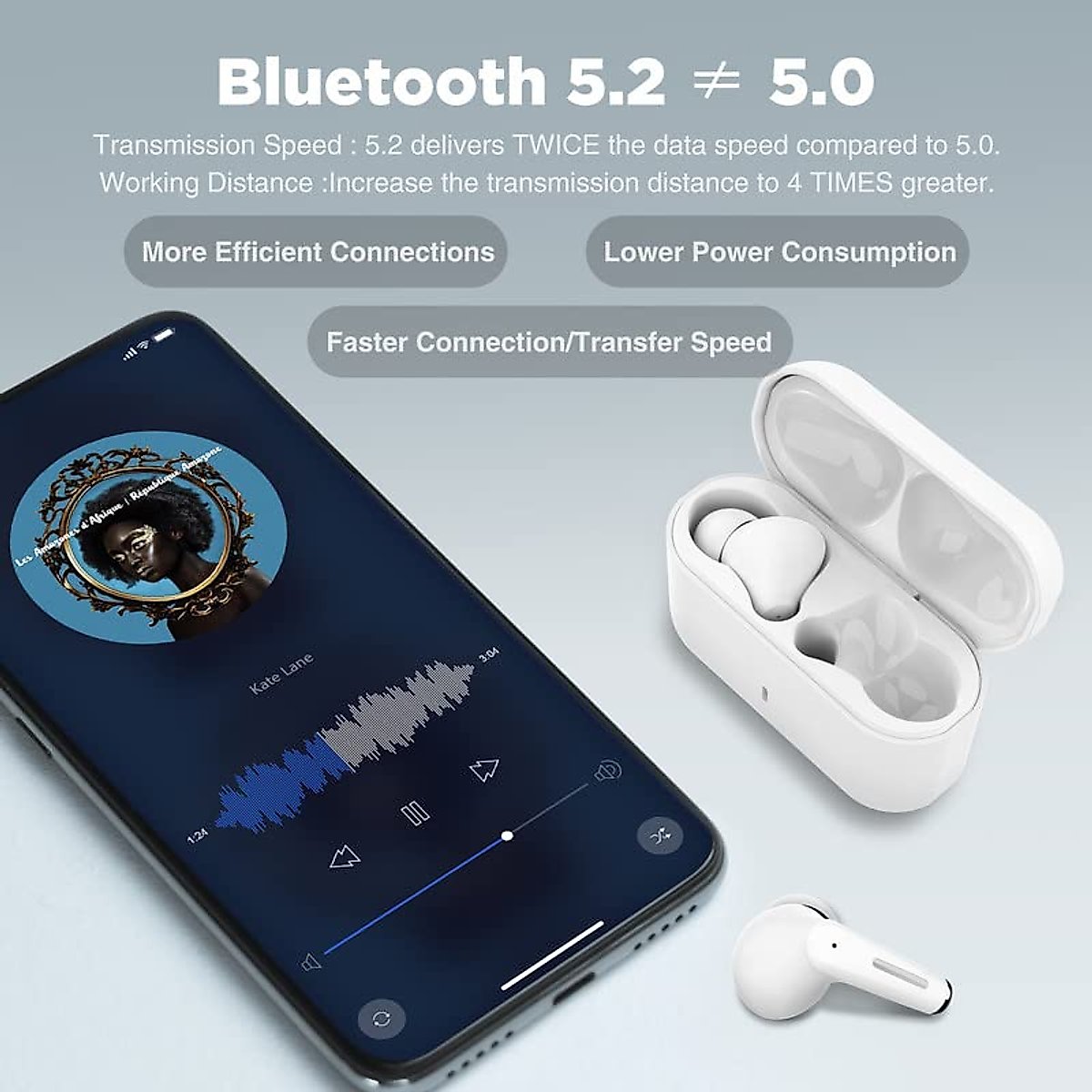 Wireless Earbuds, Active Noise Cancelling Earbuds with Bluetooth 5.2 - Portable Charging Case - Microphone, 8H Active Noise Reduction, Bluetooth Earbuds with Clear Call Game Mode Voice Assistance