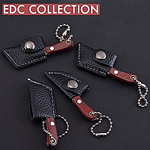 HX-CQHY Mini Knife Set Pocket Knife Damascus Chef Knives EDC Knife Set Tiny Knife Cleaver for Package Opener,Box Cutter,Set of 4,Fathers Day Gifts