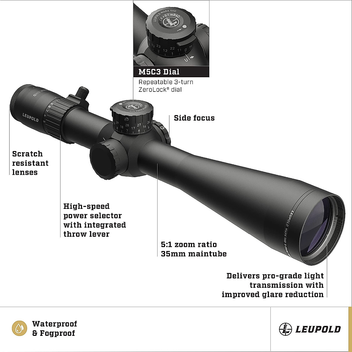 Leupold Mark 5HD 5-25x56mm Side Focus Riflescope