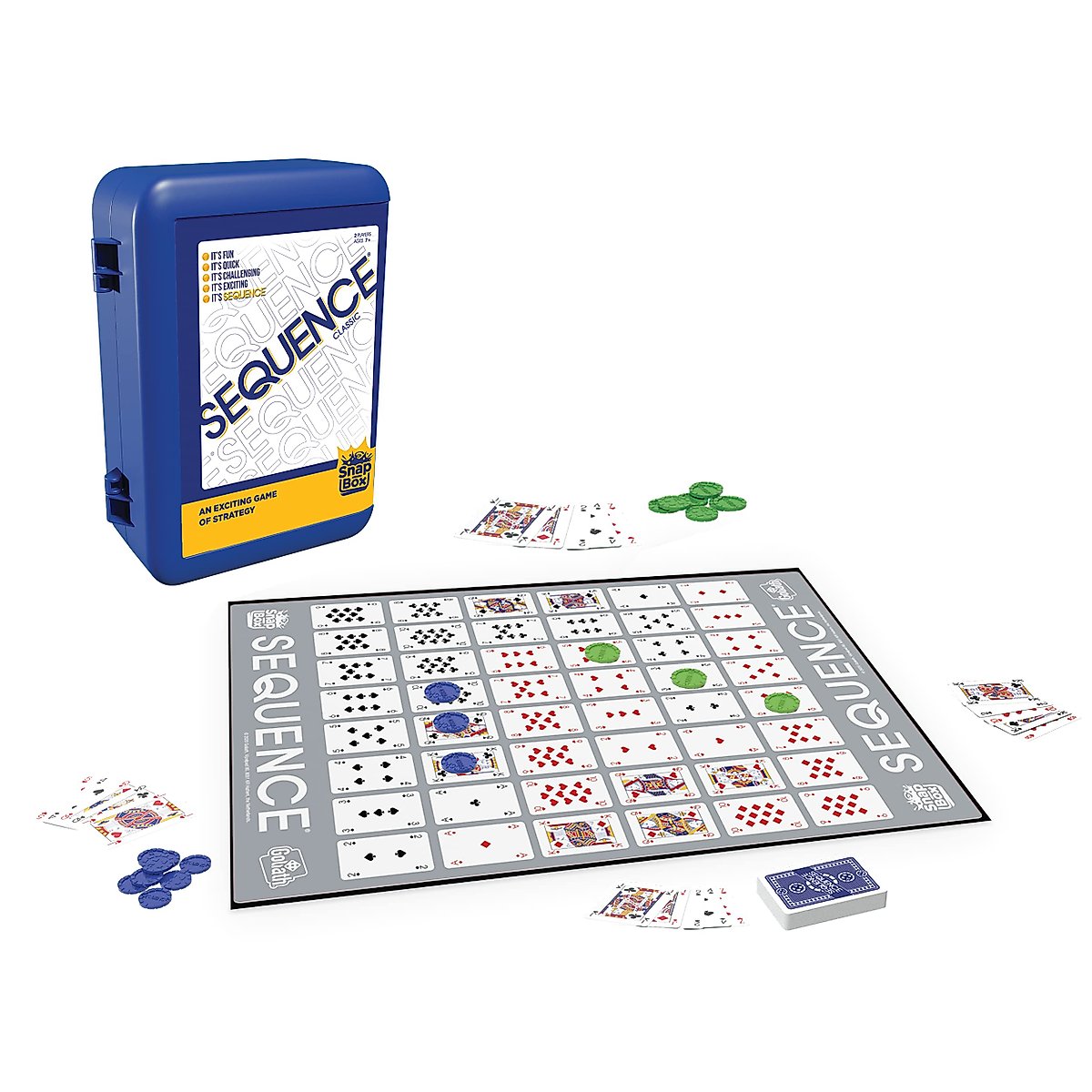 Sequence Snap Box - The Exciting Game of Strategy in A Compact Travel Case by Goliath, Multi Color