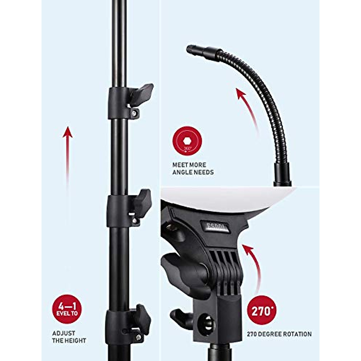 18" LED Ring Light with 72" Adjustable Stand, 4800LM 3000K-6500K 432pcs SMD LED CRI 90+ Dimmable Ring Light Kit for Camera, YouTube, Makeup, Portrait Shooting