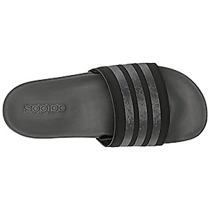 adidas Women's Adilette Comfort Slide Sandal, Black/Grey/Black, 8