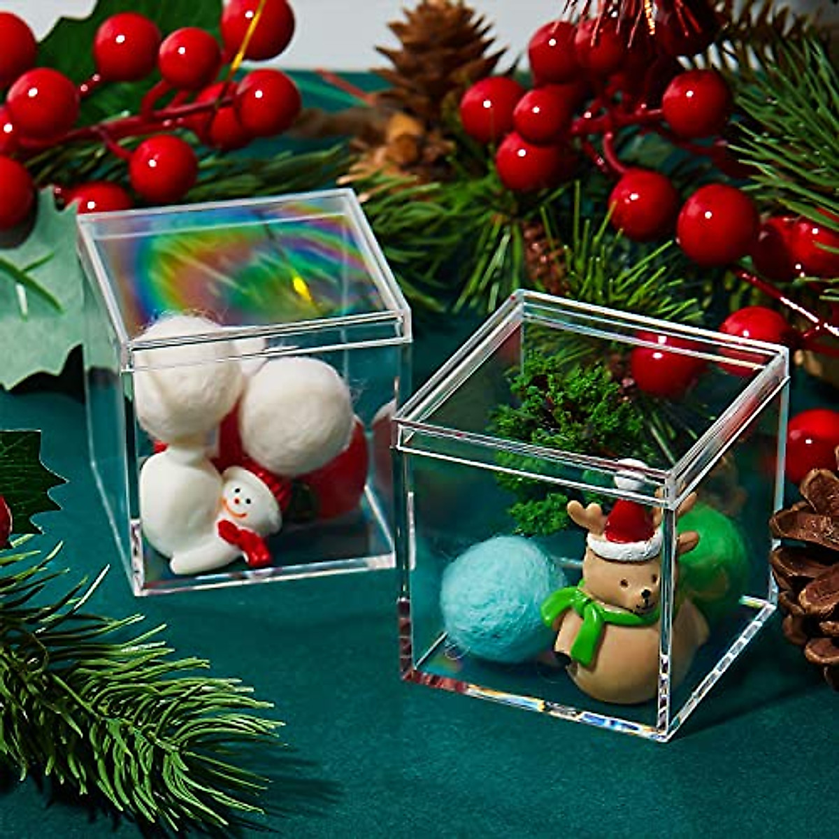 8 Pieces Clear Acrylic Plastic Square Cube Jewelry Box Mini Storage Box Mini Square Containers with Lids Storage Candy Box for Candy Pill and Tiny Jewelry (2.2 x 2.2 x 2.2 Inch)