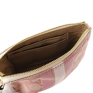 Coach Women's Boxed Dempsey Corner Zip Wristlet In Signature Jacquard With Coach Patch And Stripe