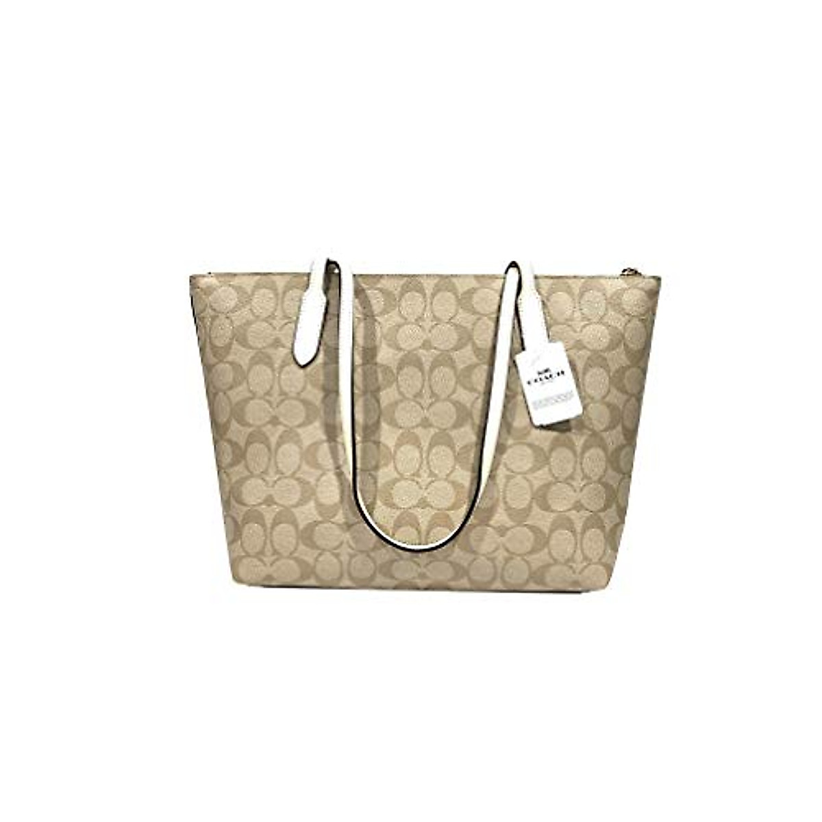 Coach Signature Zip Tote Shoulder Handbag (IM/Light Khaki Chalk)