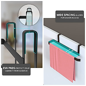 VZINO Over The Cabinet Door Organizer, 2 Packs Cutting Board Organizer with Towel Bar/Paper Holder for Kitchen Storage, Black