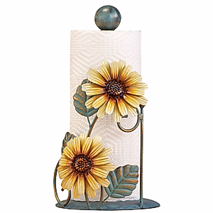 Collections Etc Metal Sunflower Paper Towel Holder, Yellow