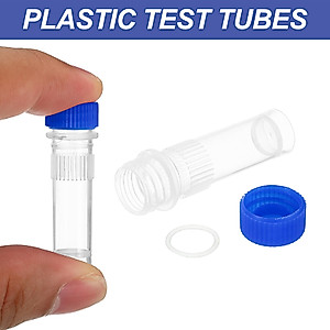PATIKIL 1ml Plastic Cryogenic, 200Pcs Self Standing Cryogenic Vial Screw Top Frozen Test Tube for Lab Laboratory Science, Blue Cap